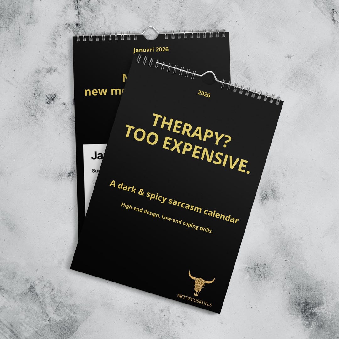 THERAPY? TOO EXPENSIVE-2026 Sarcasm Wall Calendar | Funny Black & Gold ...
