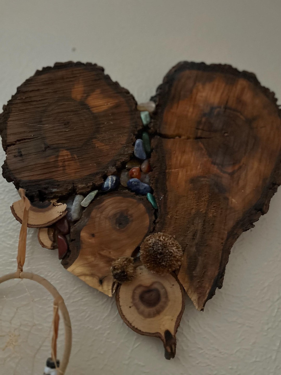 One of a Kind 12 Inch Mosaic With Wood Rings and Semi Precious Stones ...