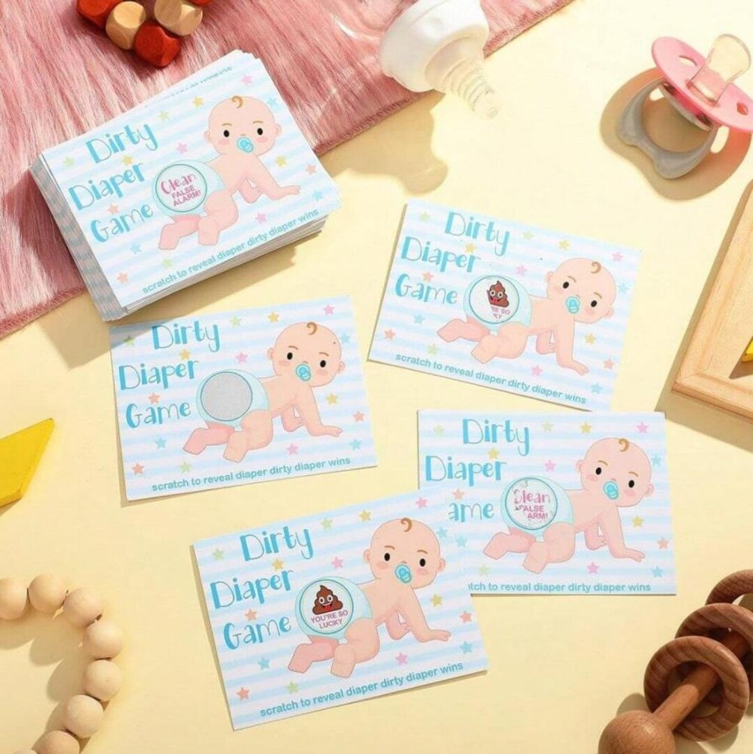 Dirty Diaper Baby Shower Game | 24-piece Scratch off Cards for Party ...