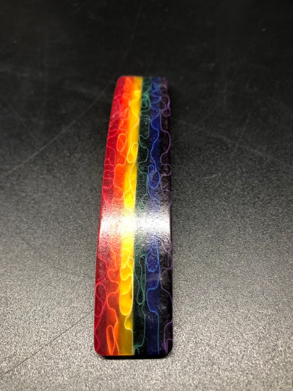 Acrylic vintage rainbow Barrette 1980, LGBTQ , Hair a… - Gem