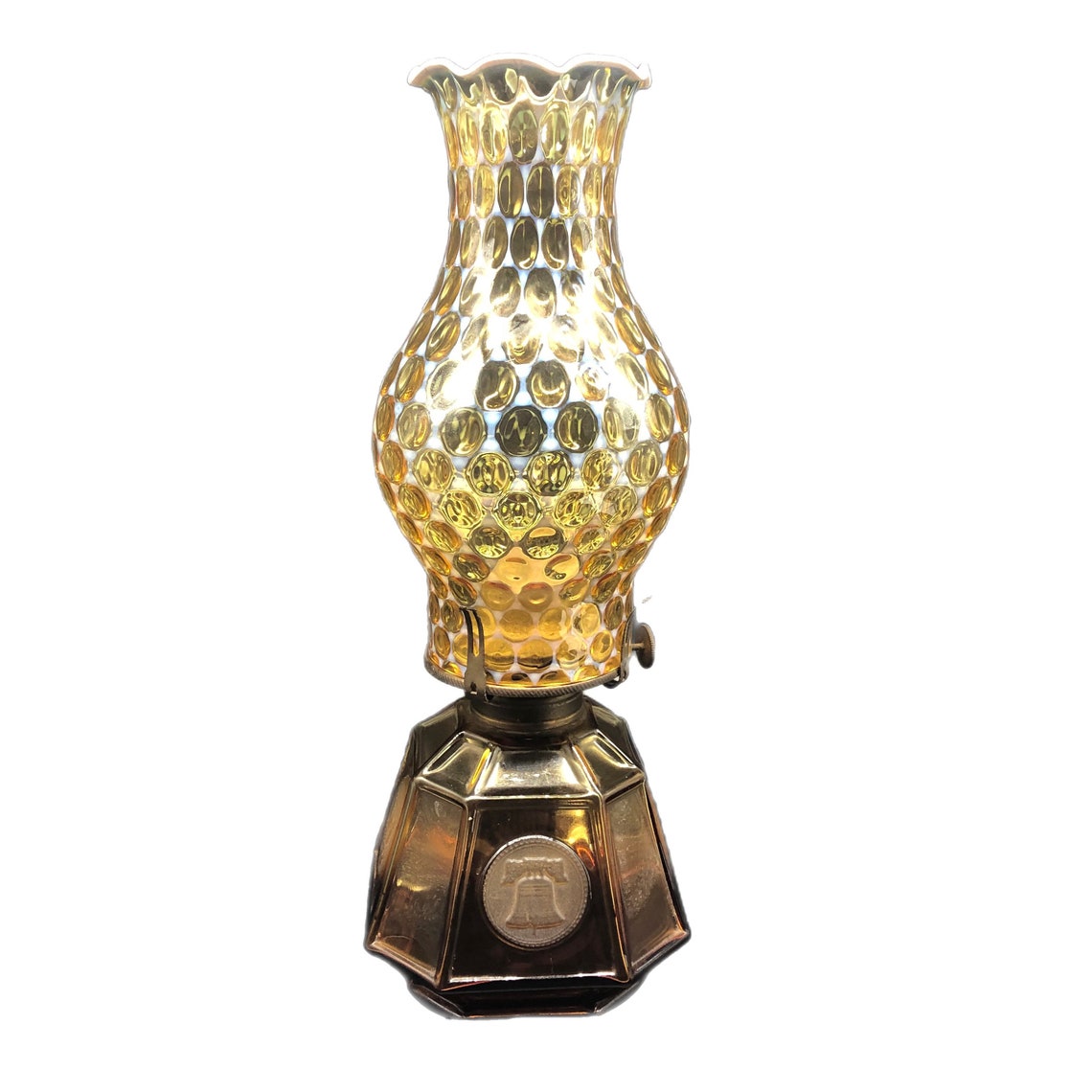 Vintage Fostoria Coin Oil Lamp Amber Color American Eagle - Etsy