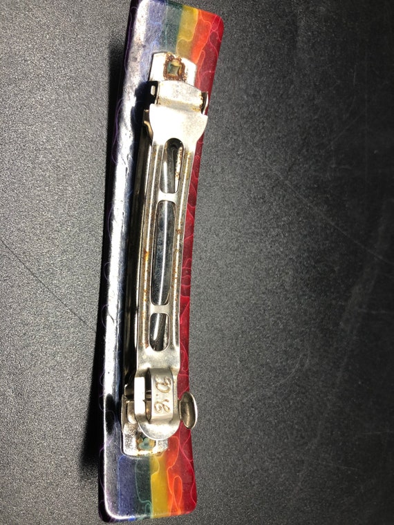 Acrylic vintage rainbow Barrette 1980, LGBTQ , Hair a… - Gem