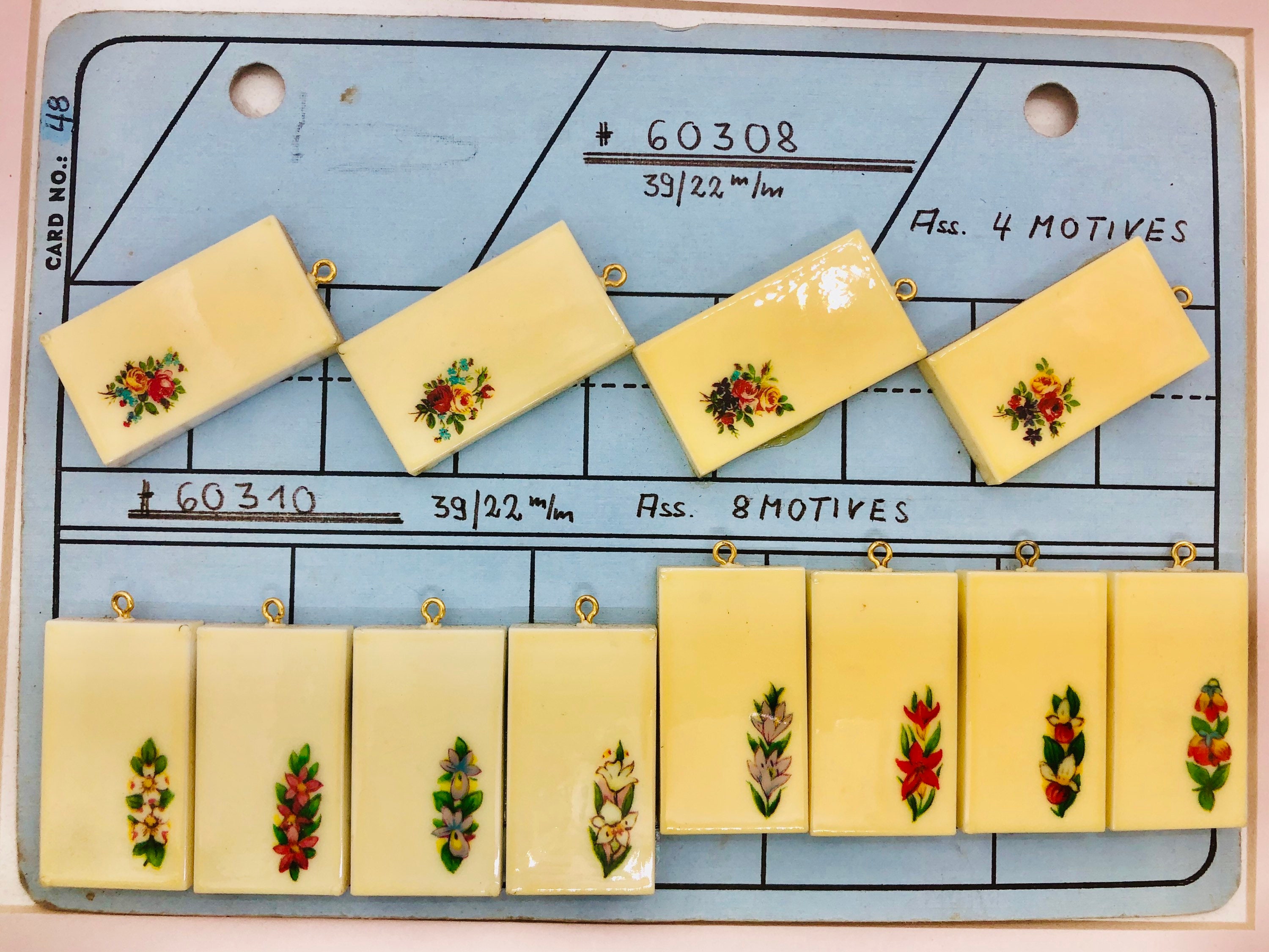 Salesman Sample Card Acrylic Tiles With a Flower Decal on Each. This ...