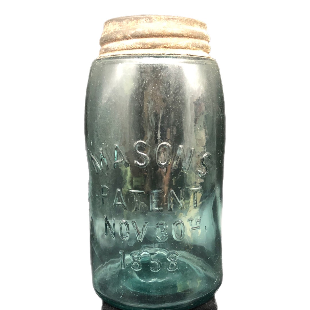 Antique Rare Ball Blue Mason Jar/ Fruit Jar, Quart Jar, Zinc Lid, Mason ...