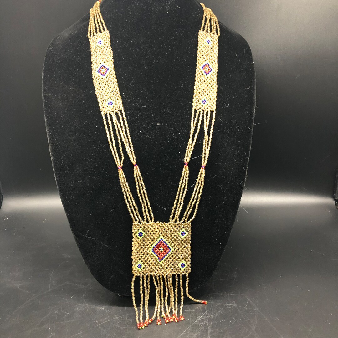 Vintage Beaded Deco Flapper Necklace, Long Ethnic Beaded, 1920 Sautoir ...