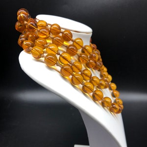 Antique Amber Glass Stranded Round Beads Long Necklace 46/heavy/knotted ...