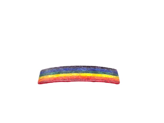 Acrylic vintage rainbow Barrette 1980, LGBTQ , Hair a… - Gem