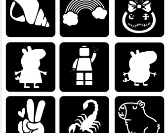 Temporary Glitter Tattoo Stencils - Characters #1 - Etsy UK
