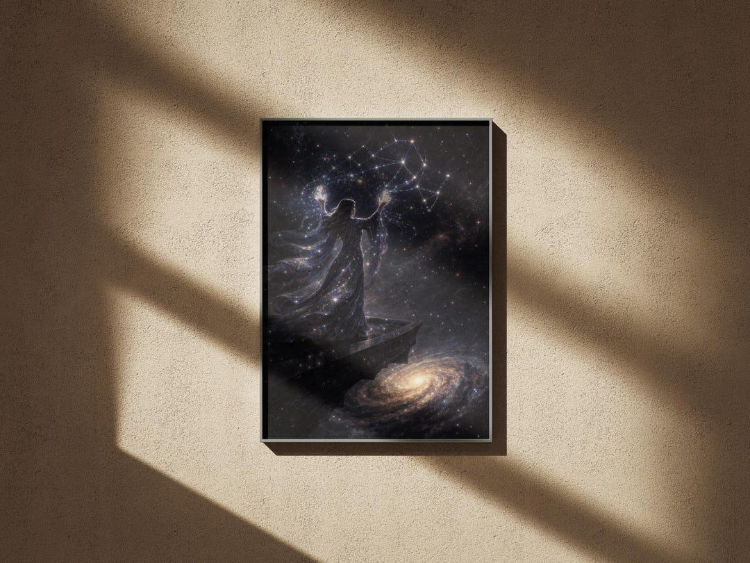 Celestial Witch Poster, Star Weaver Wall Art, Cosmic Constellation ...