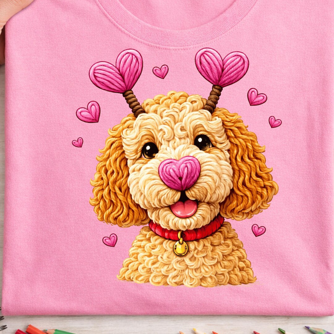 Goldendoodle Valentines Day PNG, Heart Yarn Dog Design - Etsy
