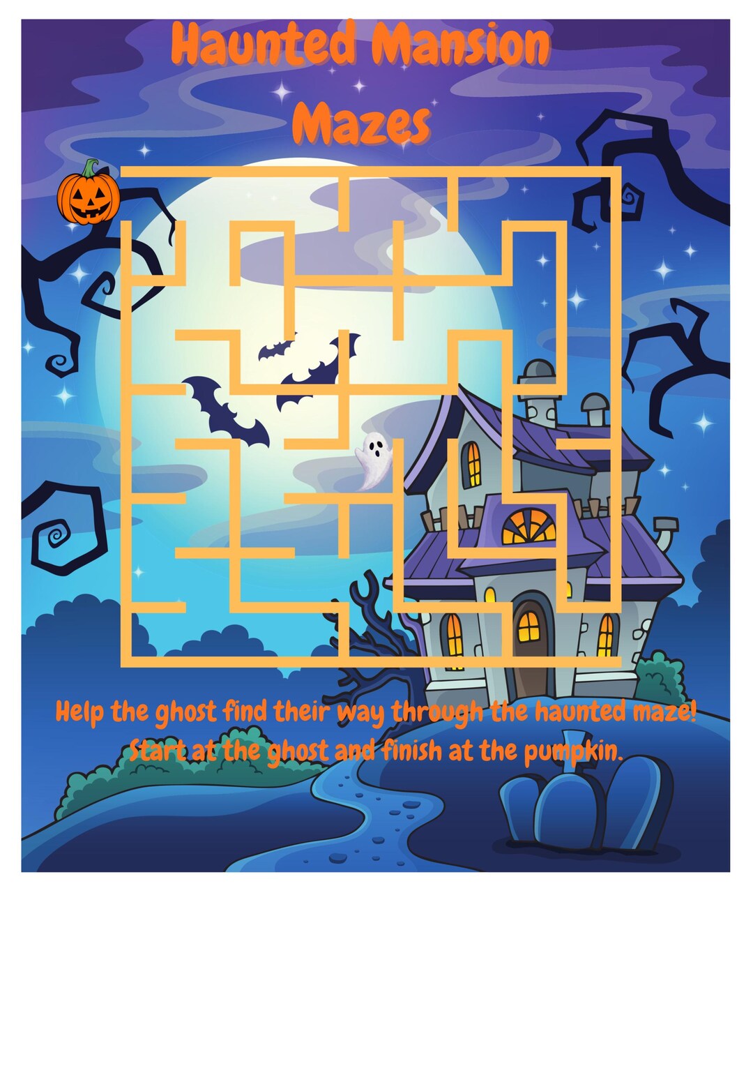 Halloween Activity Pack: Find the Ghost Game Maze, Riddles, Shadow ...