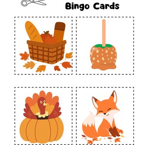 Simple Fall Thanksgiving Bingo Cards for Kids - Etsy