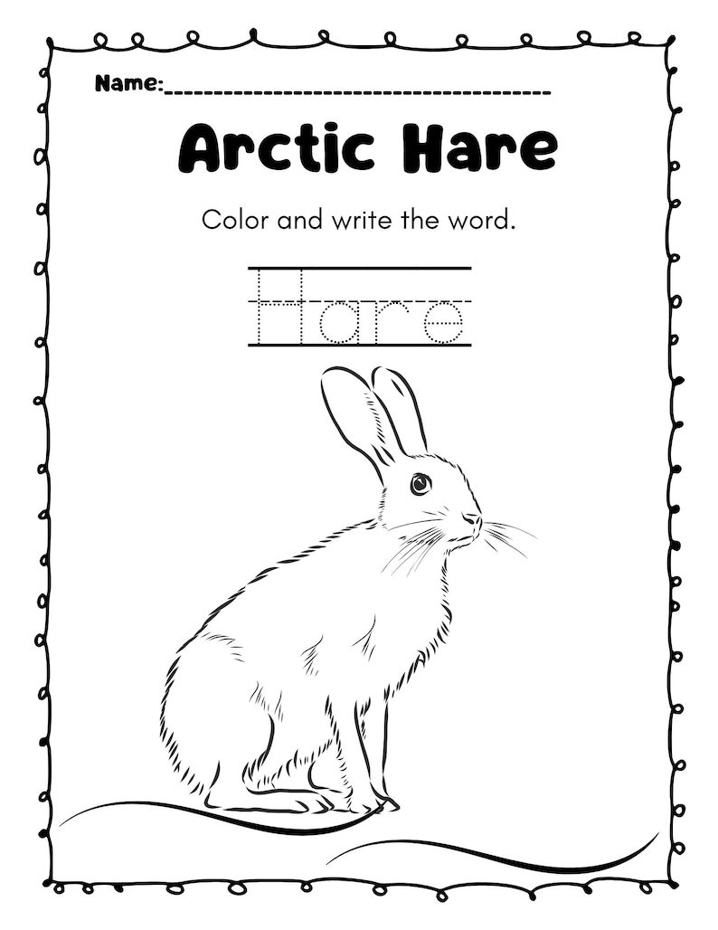 Arctic Animals: Write and Color - Preschool and Kindergarten Winter - Etsy