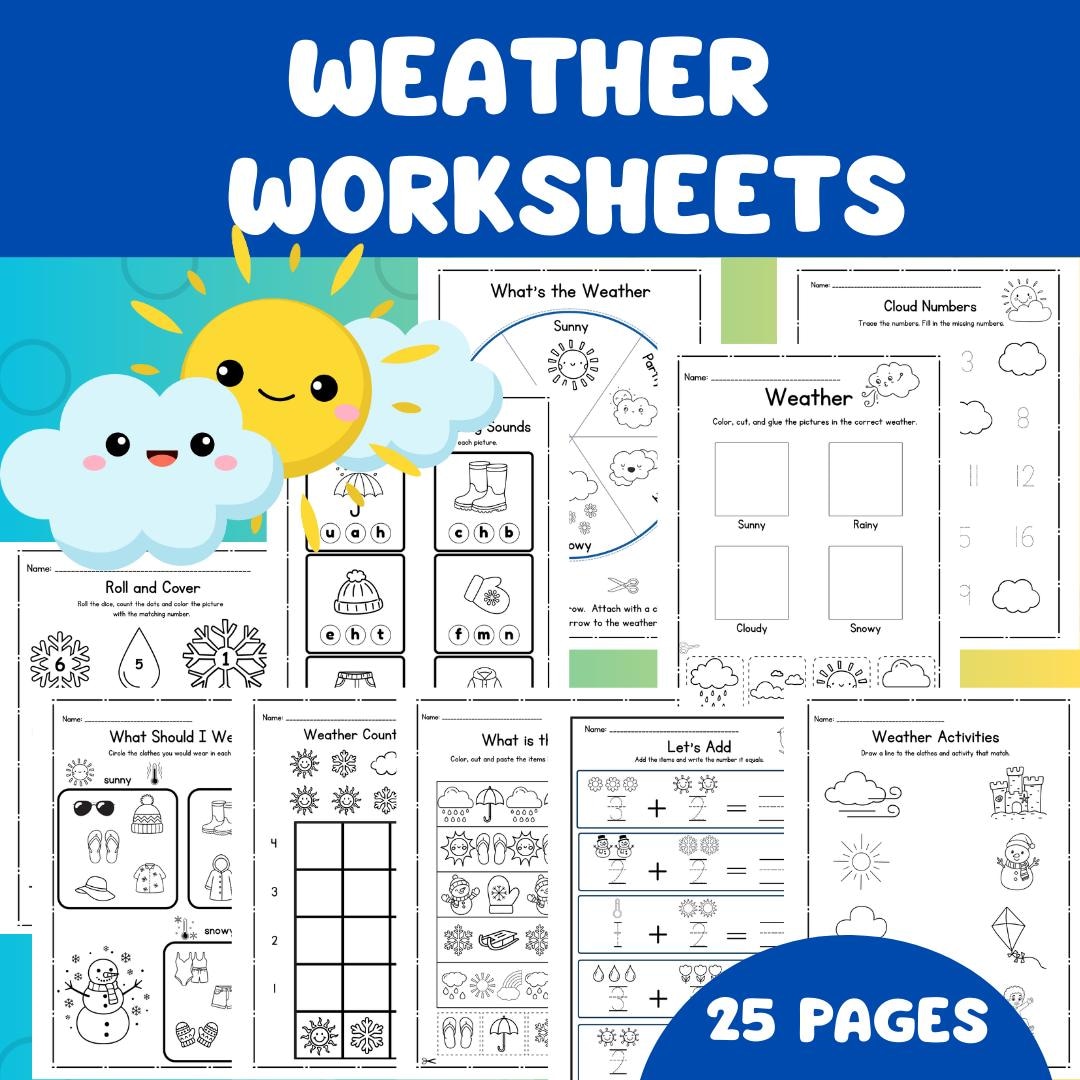 Weather Activity Worksheet Packet: Preschool & Kindergarten (25 Pages ...