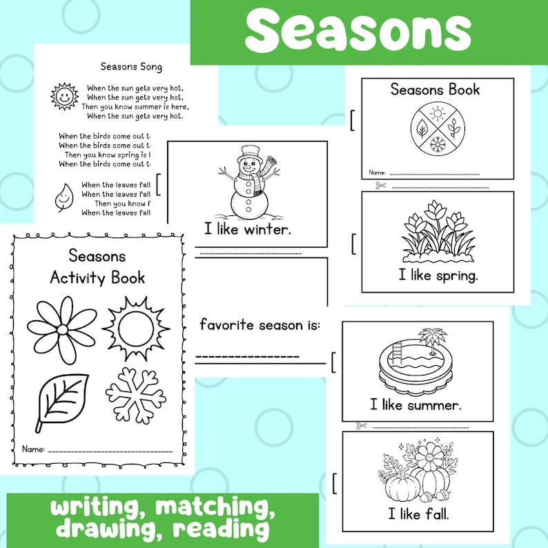 Seasons Activity Worksheet Packet – Spring, Summer, Fall and Winter ...