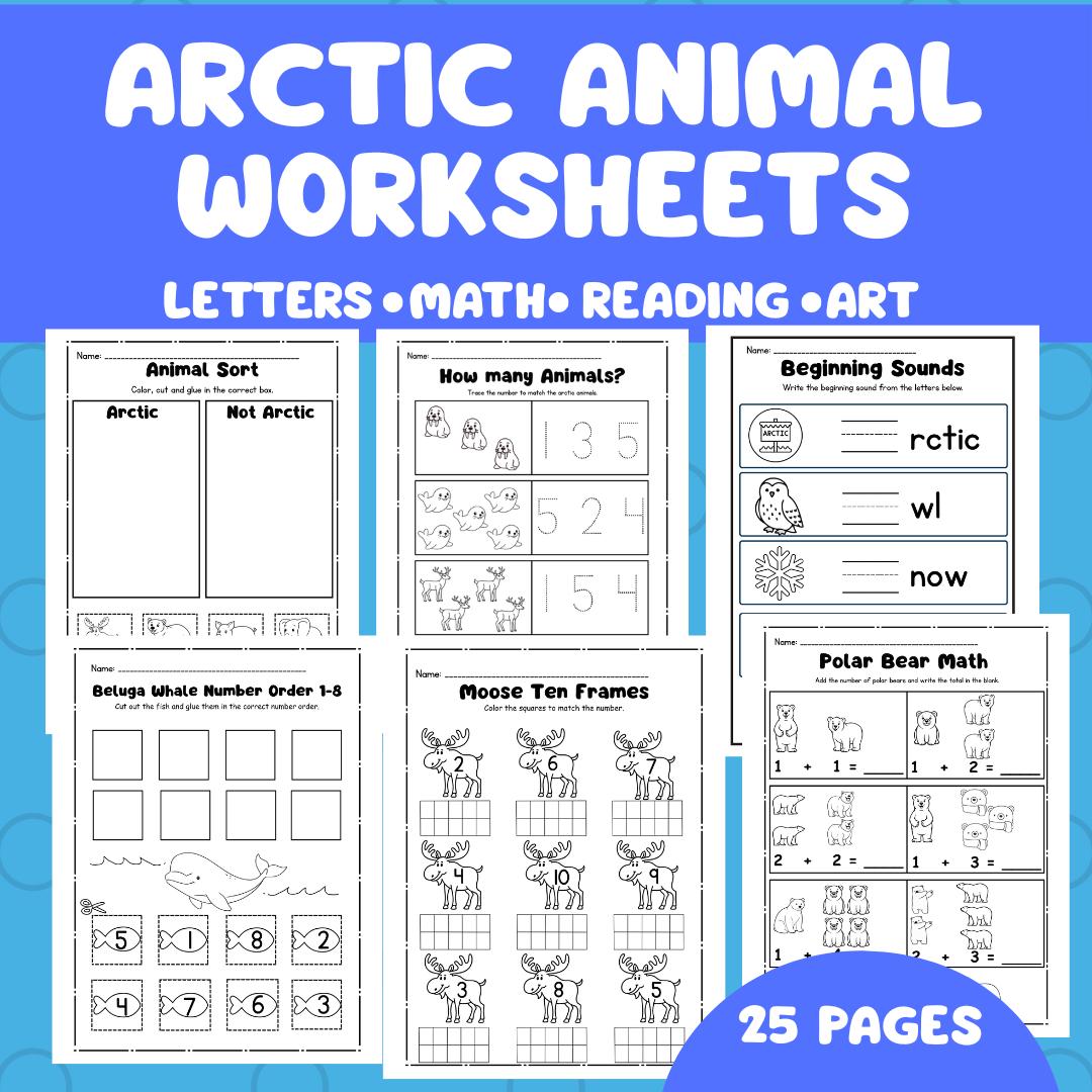 Arctic Animal Activity Worksheets - Letters - Math - Reading - Science ...