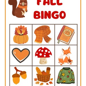 Simple Fall Thanksgiving Bingo Cards for Kids - Etsy