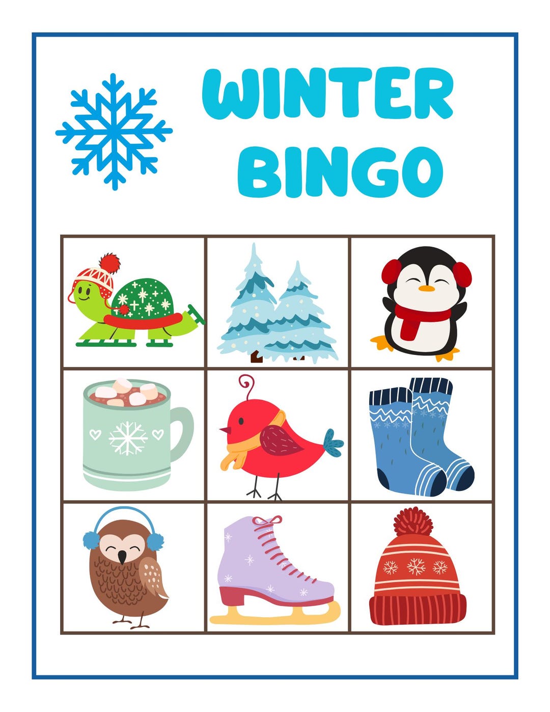 Simple Winter Christmas Bingo Cards for Kids - Etsy