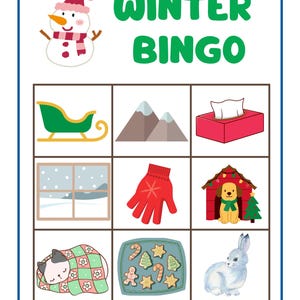 Simple Winter Christmas Bingo Cards for Kids - Etsy