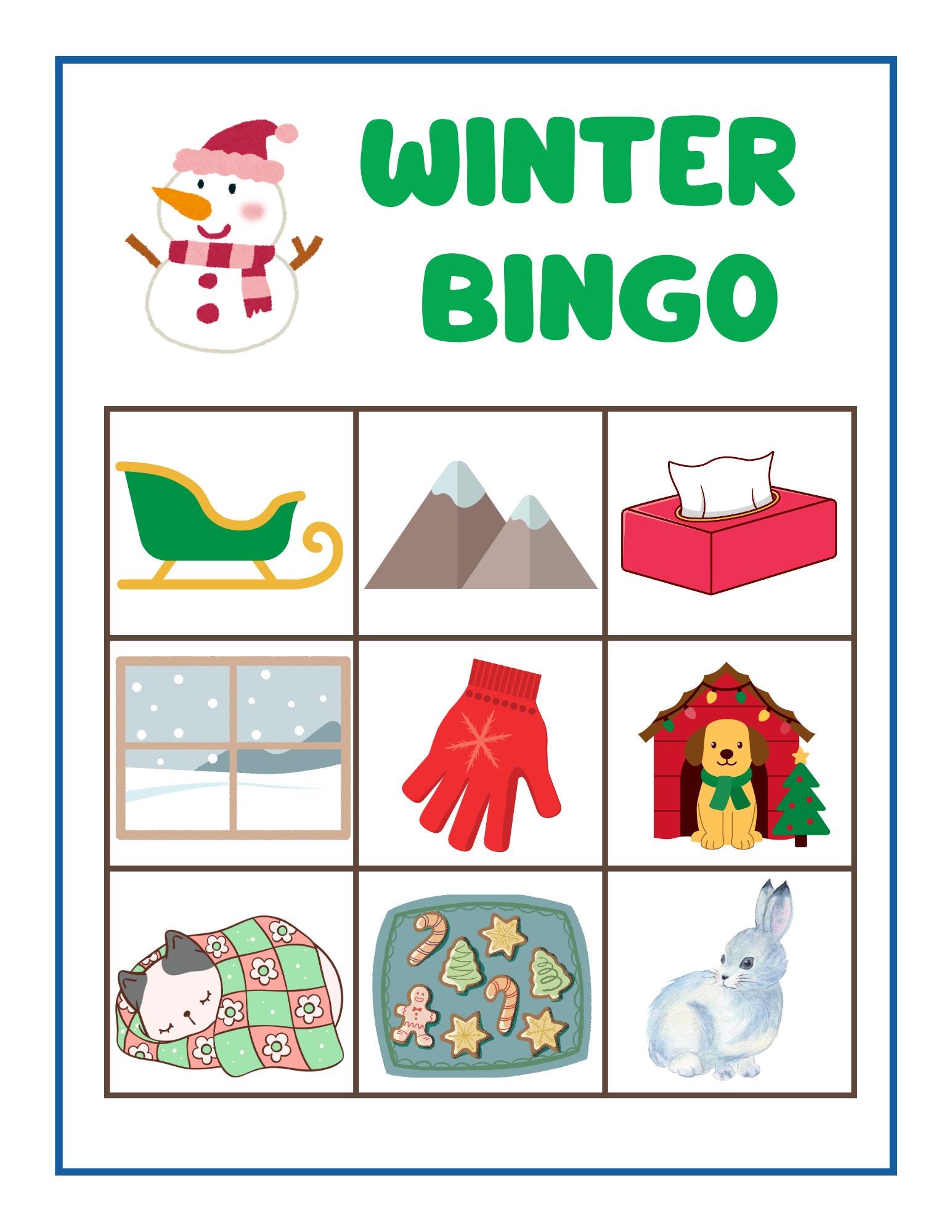 Simple Winter Christmas Bingo Cards for Kids - Etsy