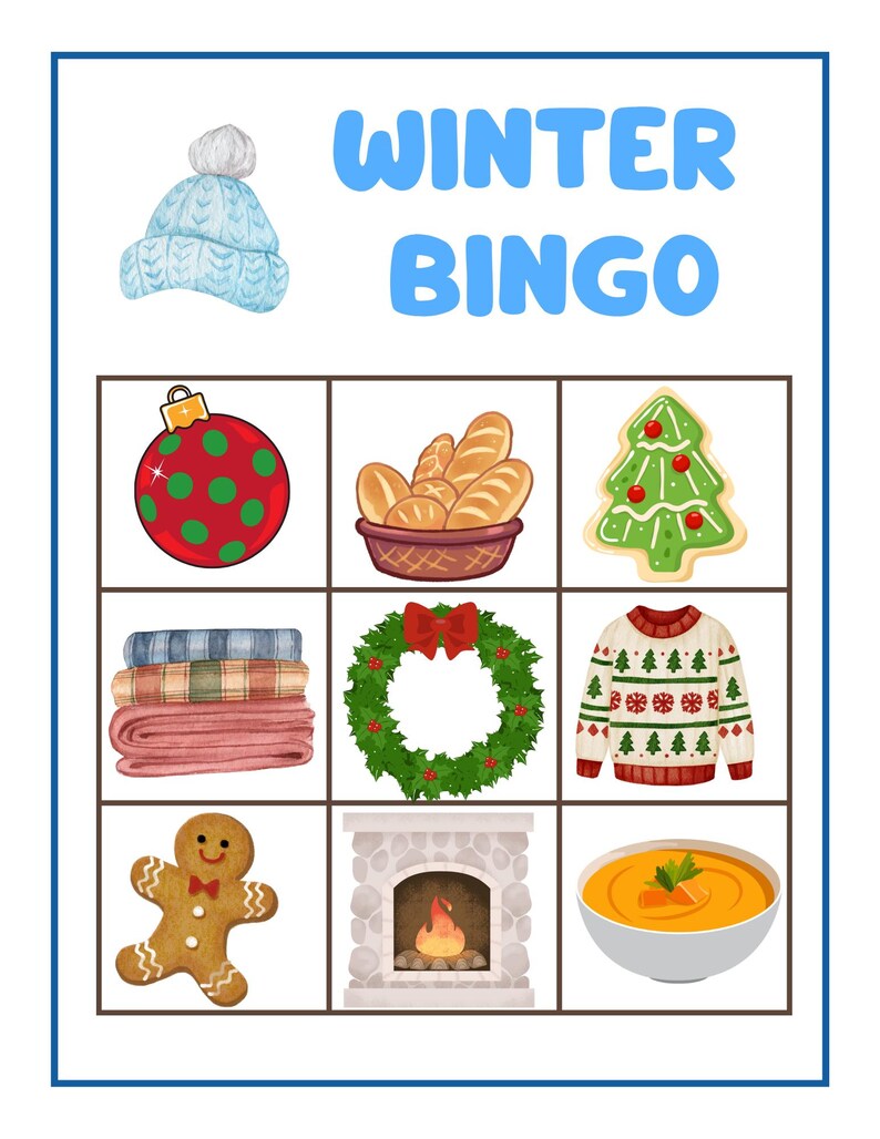 Simple Winter Christmas Bingo Cards for Kids - Etsy