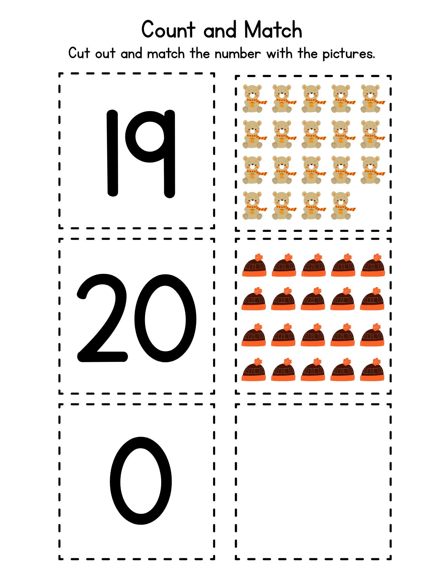 Fall / Autumn Count and Match Cards for Kids - Math Numbers 0-20 ...