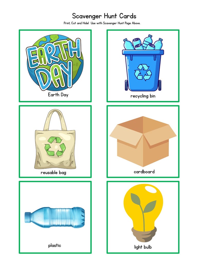 Earth Day Scavenger Hunt for Kids - Printable PDF - Etsy