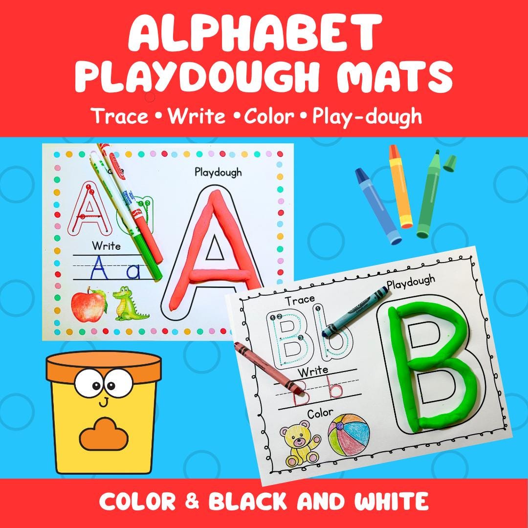 Alphabet Playdough Mats - Letters A-Z - PDF Download - Etsy