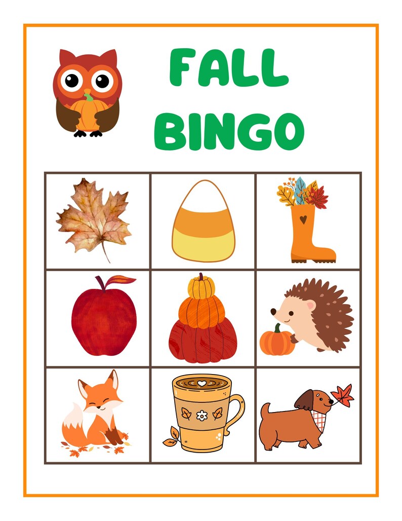 Simple Fall Thanksgiving Bingo Cards for Kids - Etsy