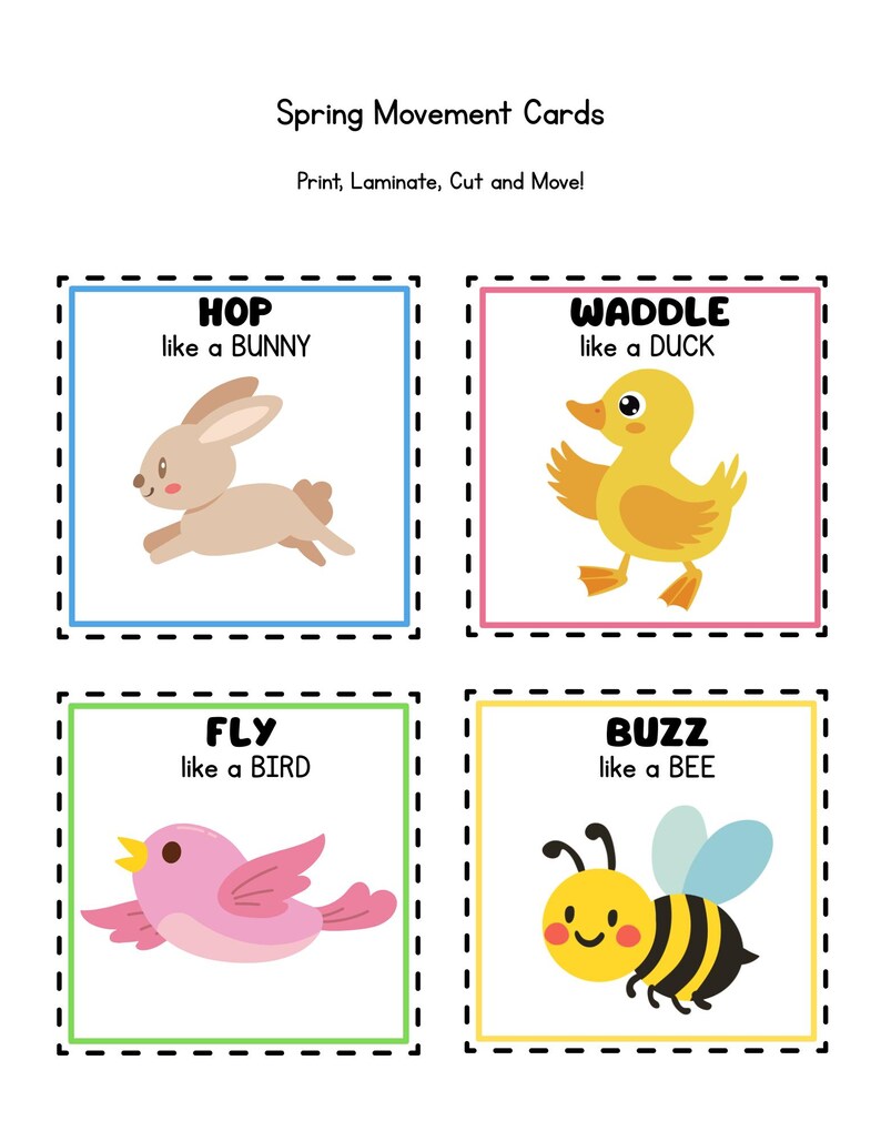 Spring Movement Cards - Brain Break - Easter - Printable PDF - Etsy ...