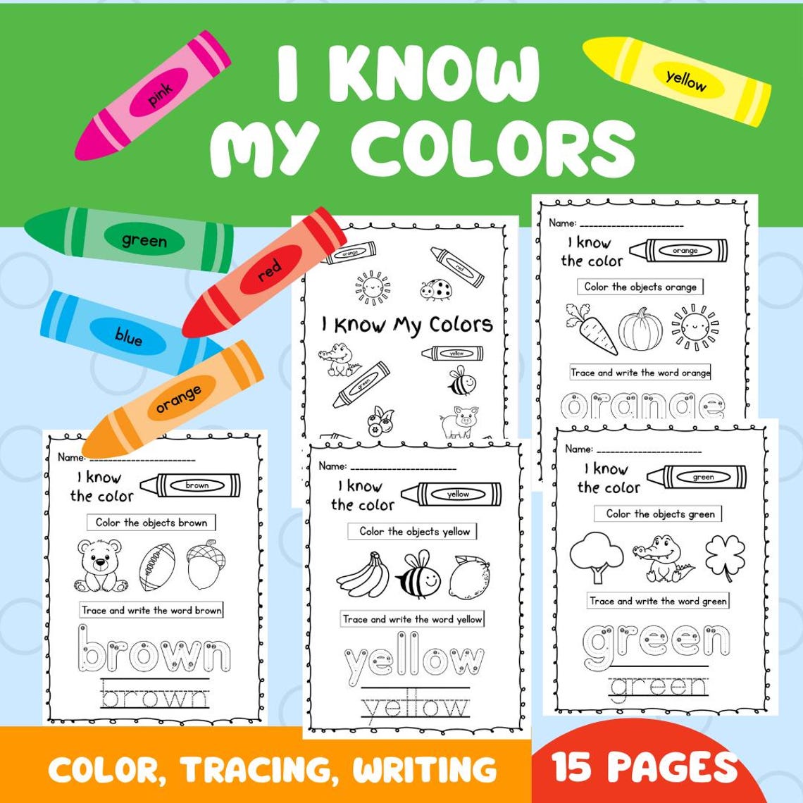 Colors Learning Worksheet – Trace, Write & Color for Preschool and ...