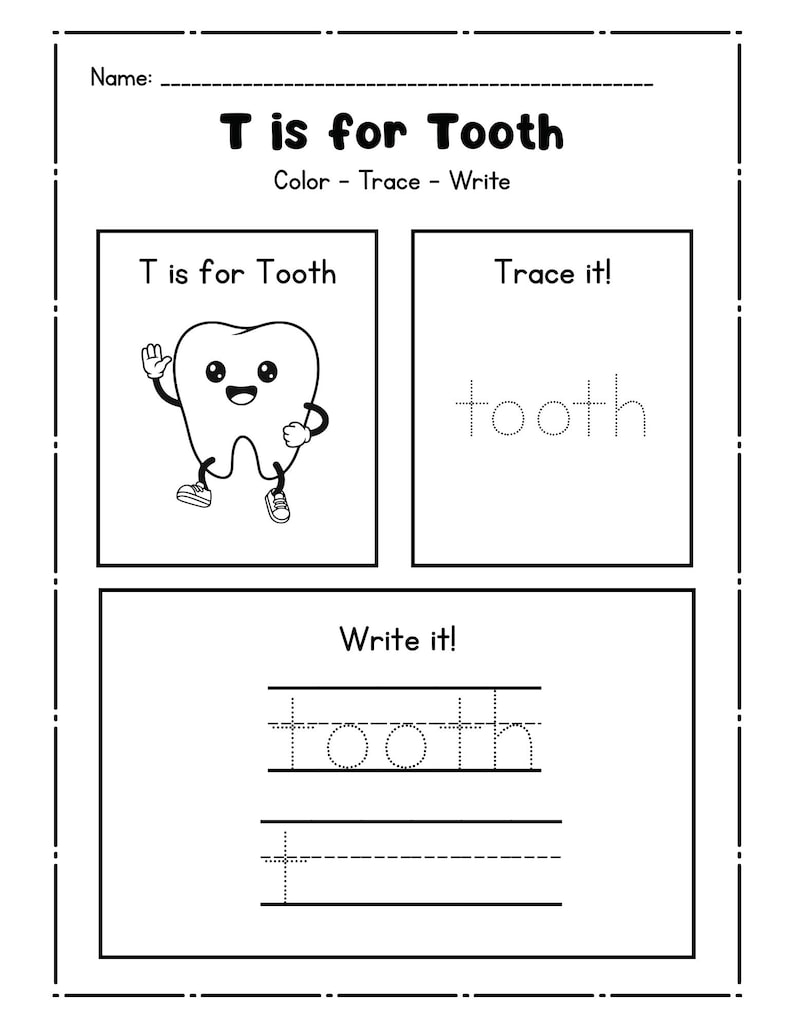 Teeth and Dental Activity Worksheets: Preschool Literacy, Math, Numbers ...
