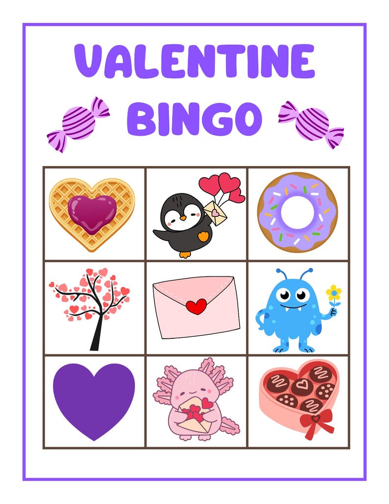 Simple Valentine's Day Bingo Cards for Kids - Etsy
