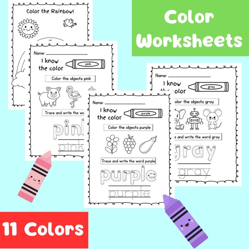 Colors Learning Worksheet – Trace, Write & Color for Preschool and ...