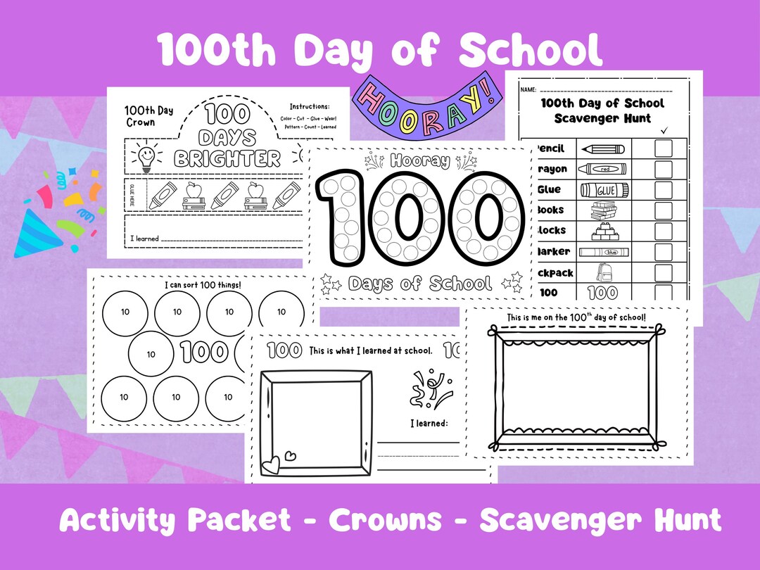 100 Days of School Activity Packet - 100th Day Activities - Coloring ...