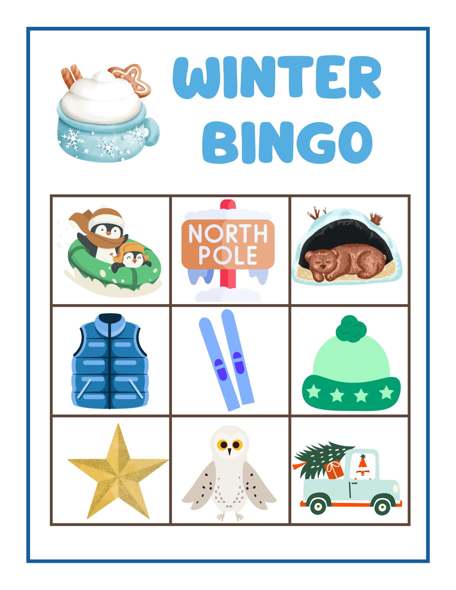 Simple Winter Christmas Bingo Cards for Kids - Etsy