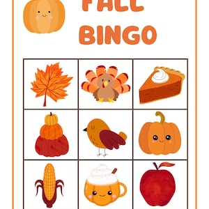 Simple Fall Thanksgiving Bingo Cards for Kids - Etsy