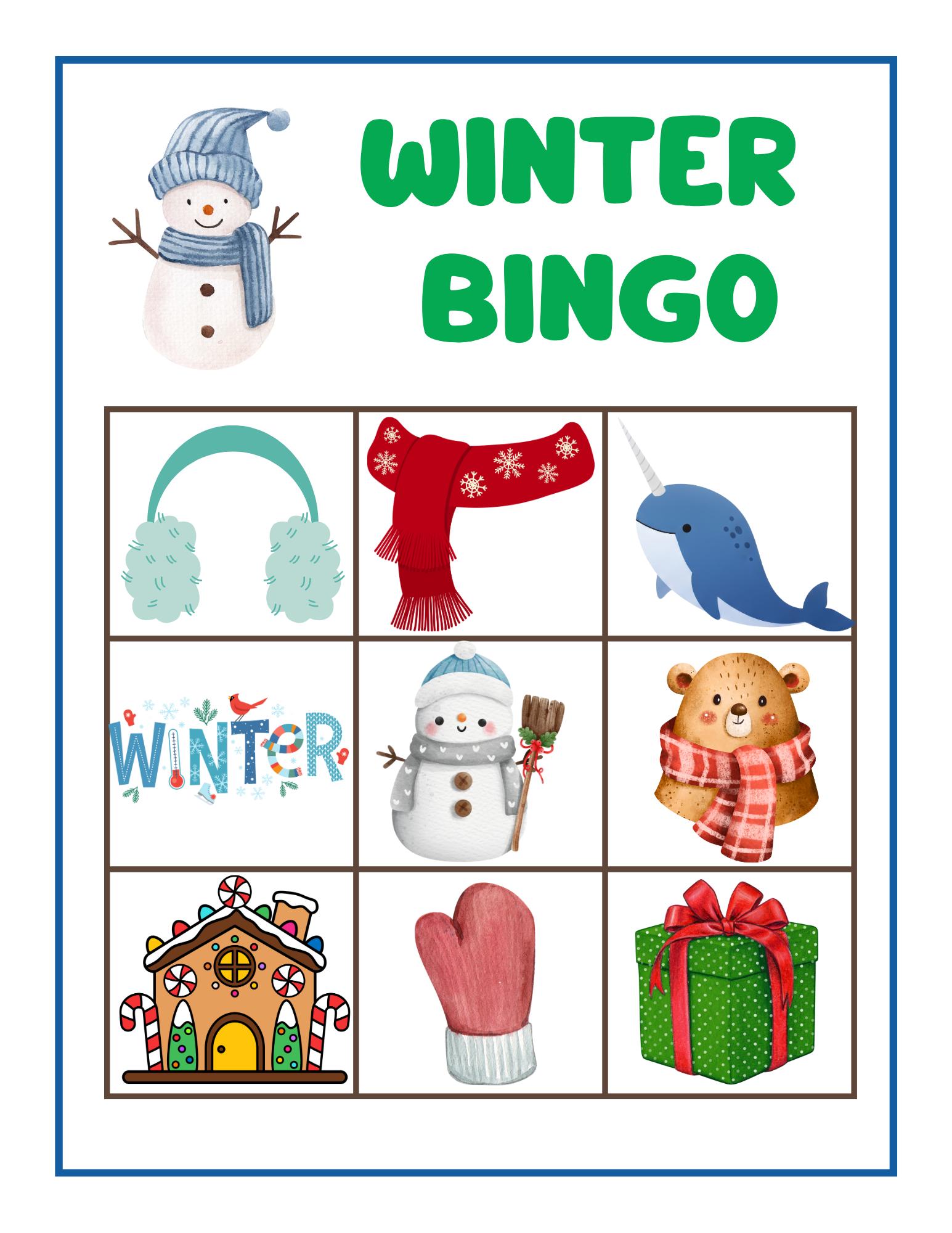 Simple Winter Christmas Bingo Cards for Kids - Etsy