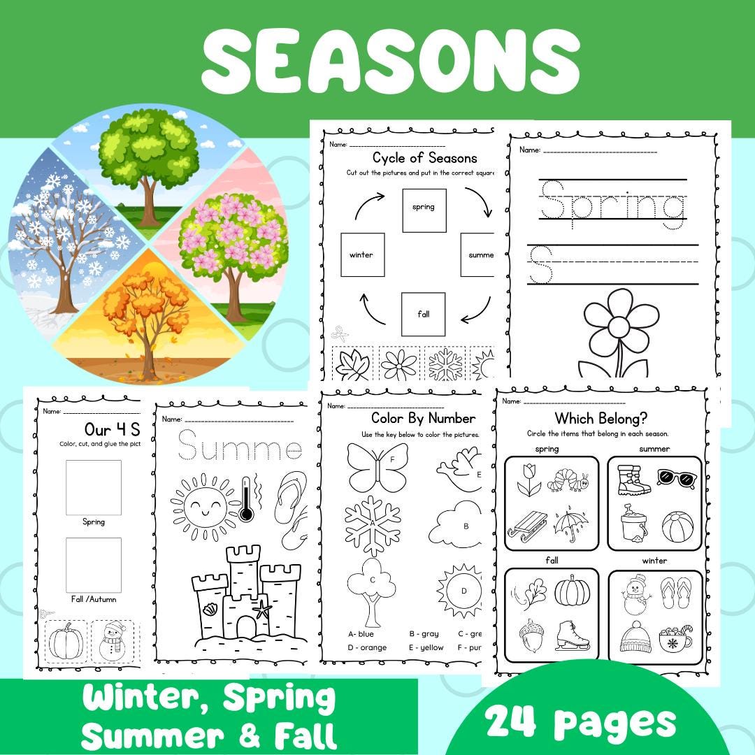 Seasons Activity Worksheet Packet – Spring, Summer, Fall and Winter ...