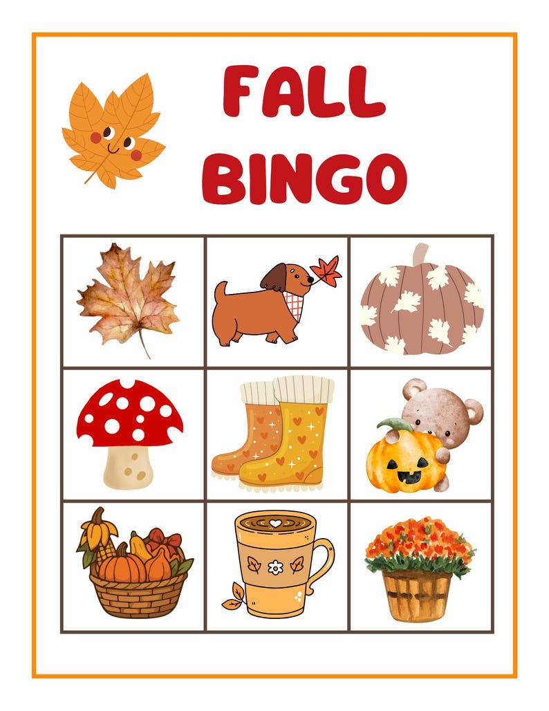 Simple Fall Thanksgiving Bingo Cards for Kids - Etsy