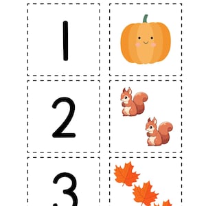 Fall / Autumn Count and Match Cards for Kids - Math Numbers 0-20 ...