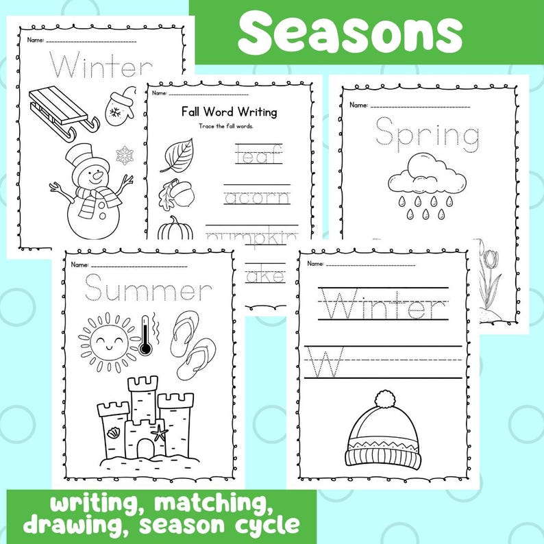 Seasons Activity Worksheet Packet – Spring, Summer, Fall and Winter ...