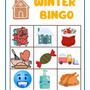 Simple Winter Christmas Bingo Cards for Kids - Etsy