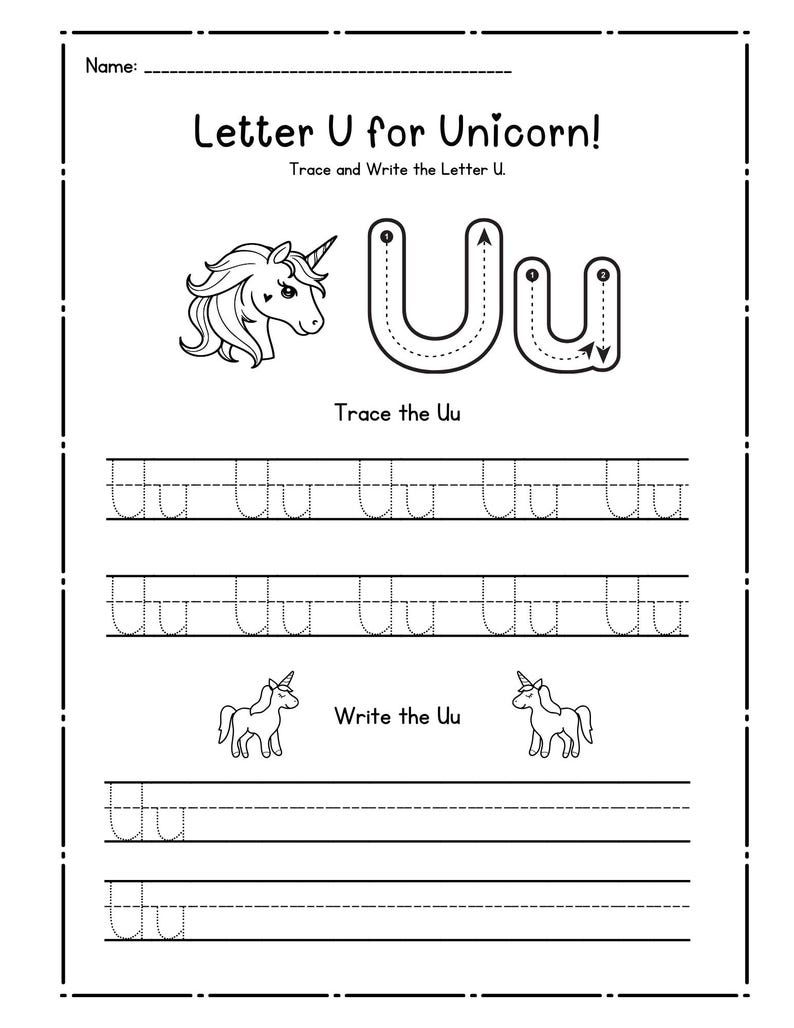 Unicorn Activity Worksheets - Pre-k, Preschool Literacy, Math and Art ...