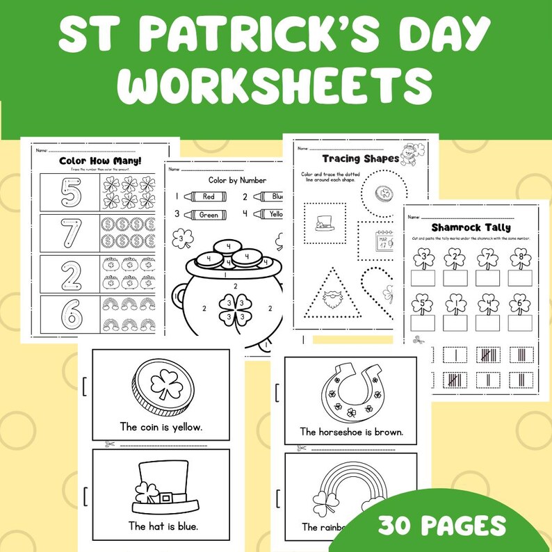 St. Patrick's Day Activity Packet – Preschool & Kindergarten Worksheets ...