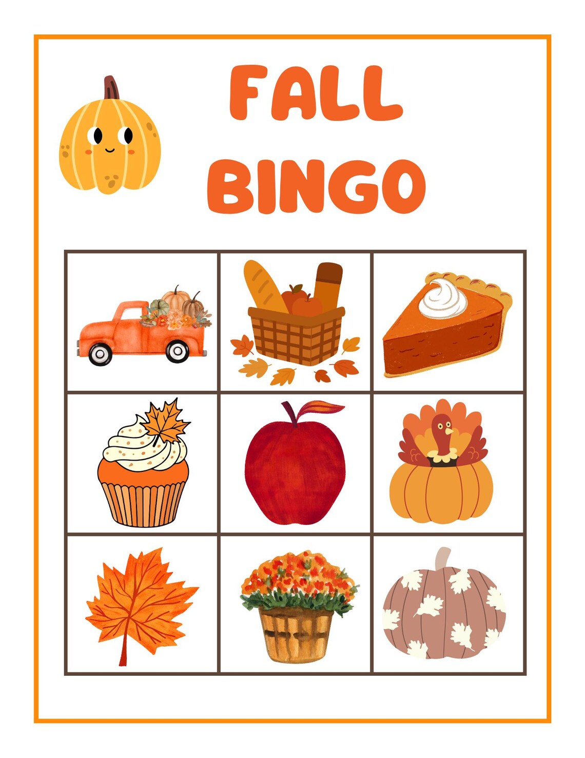 Simple Fall Thanksgiving Bingo Cards for Kids - Etsy