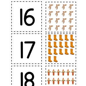 Fall / Autumn Count and Match Cards for Kids - Math Numbers 0-20 ...