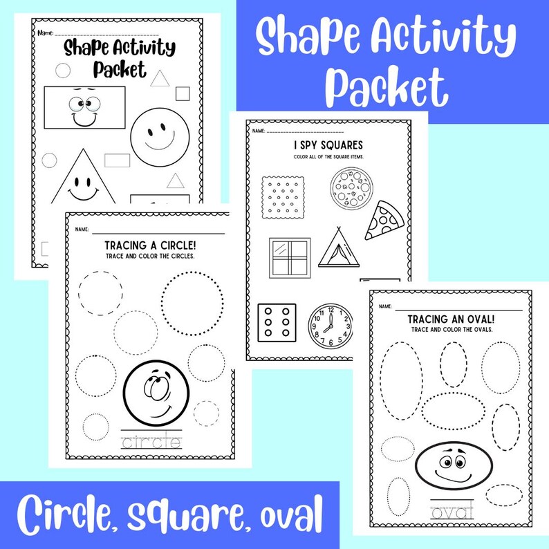 Shape Worksheet Packet: Preschool & Kindergarten Activity (printable ...