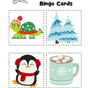 Simple Winter Christmas Bingo Cards for Kids - Etsy