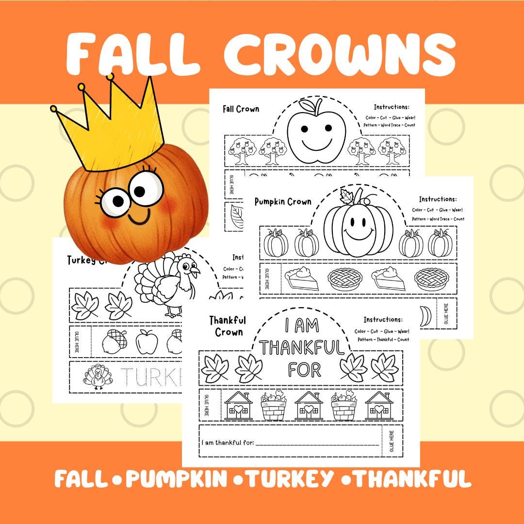 Fall Crowns for Kids, Fall Headband, Thanksgiving Thankful Crown ...